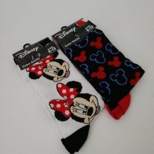 Disney | Accessories | Disney Crew Socks 2 Pc Minnie And Mickey Mouse ...